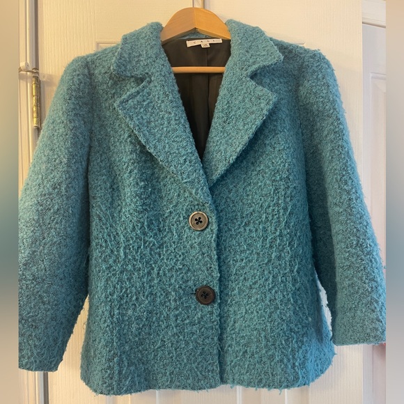 CAbi | Jackets & Coats | Cute Cabi Vintage Teal Short Waisted Pea Coat ...